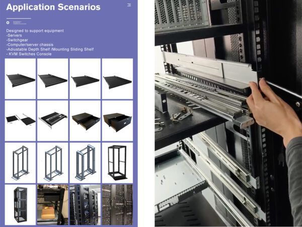 SU2002 22 Rackmount Full Extension Universal Server Rack Clip on Slide ...